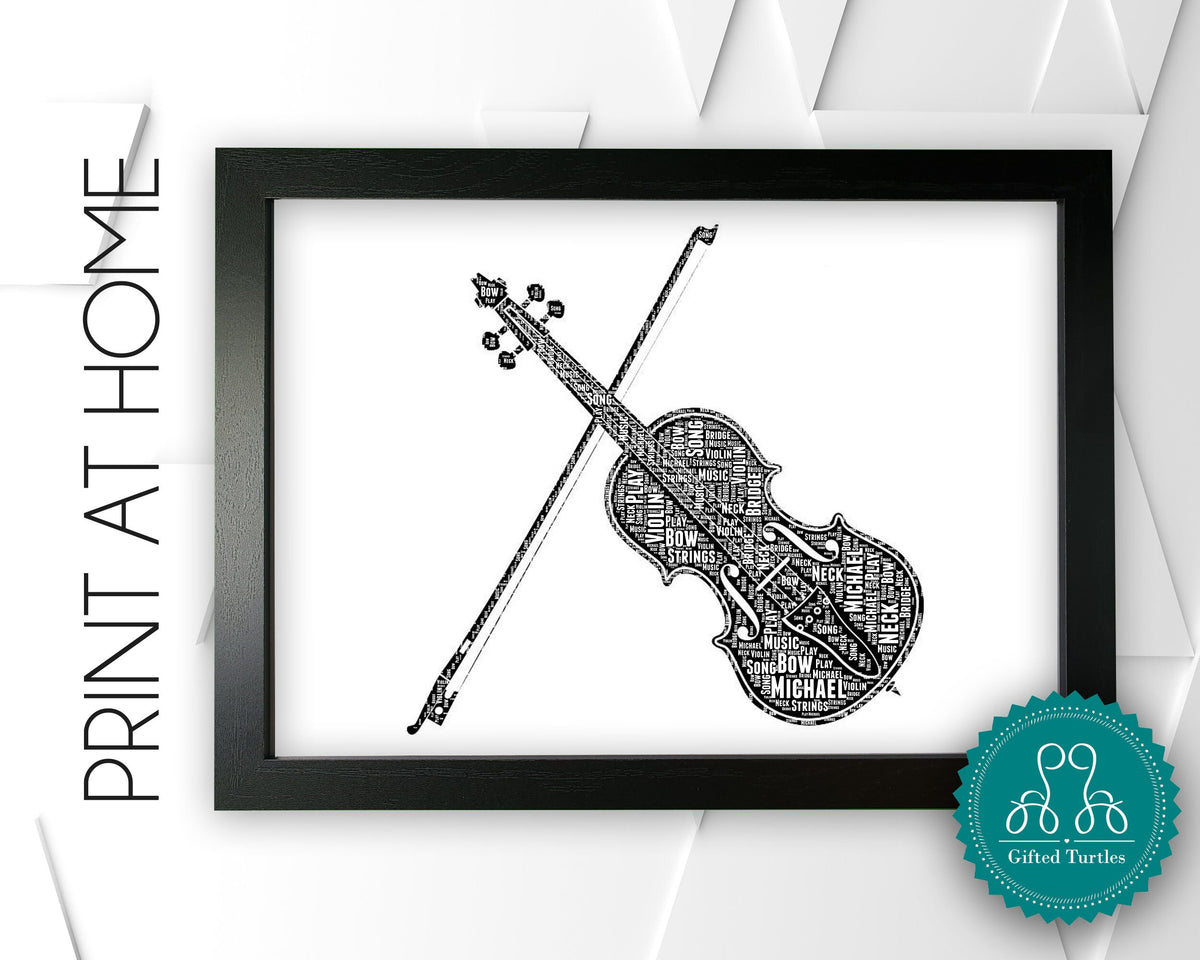 Personalised PRINTABLE Violin Word Art Gift Wall Art Wall Prints Wall ...