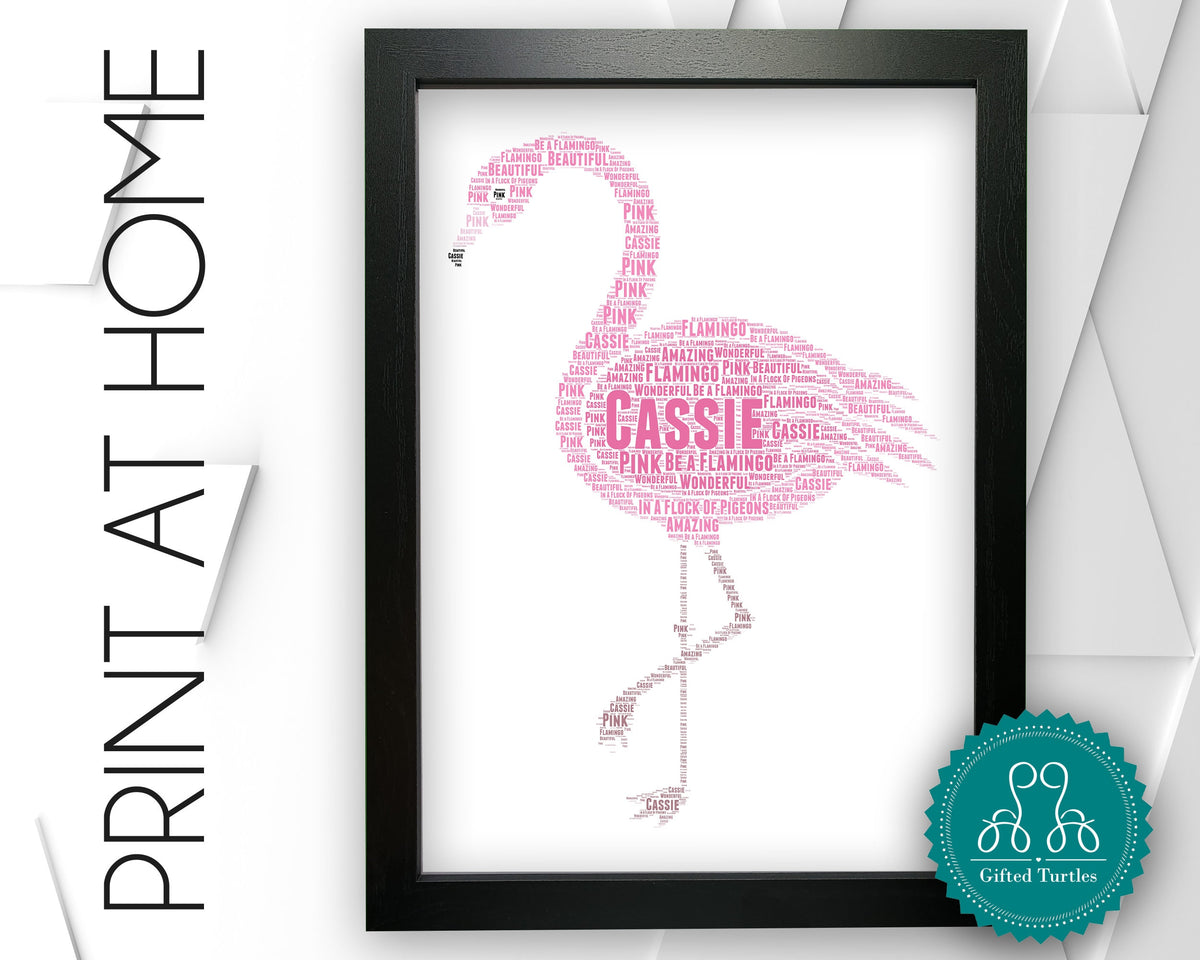 Personalised PRINTABLE Flamingo Word Art Gift Flamingo Gifts Wall Art ...