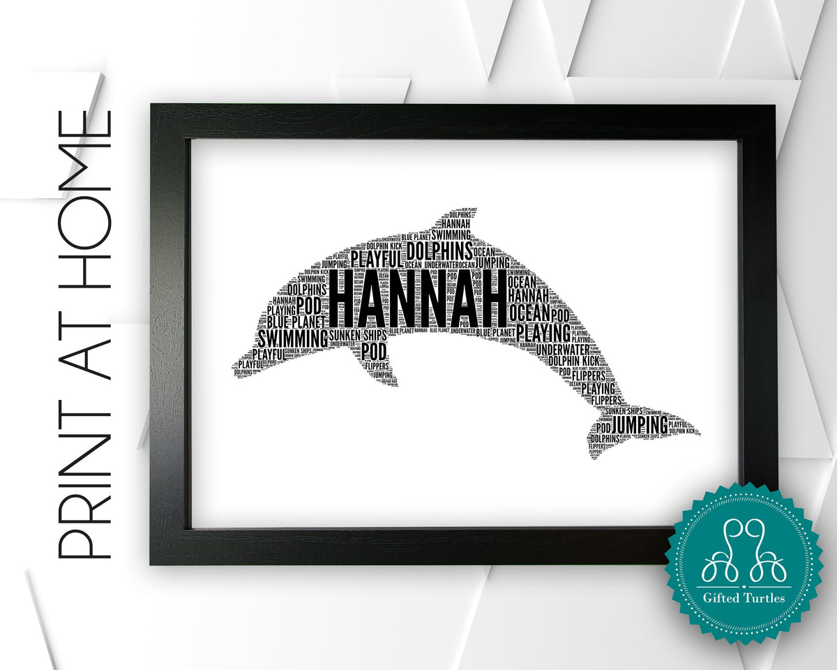 Personalised PRINTABLE Dolphin Gifts Word Art Wall Print - Sea Life Gi ...